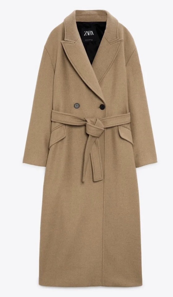Women Zara Wool Coat, Camel Beige Long Wool Coat Maxi Women, Belted ...