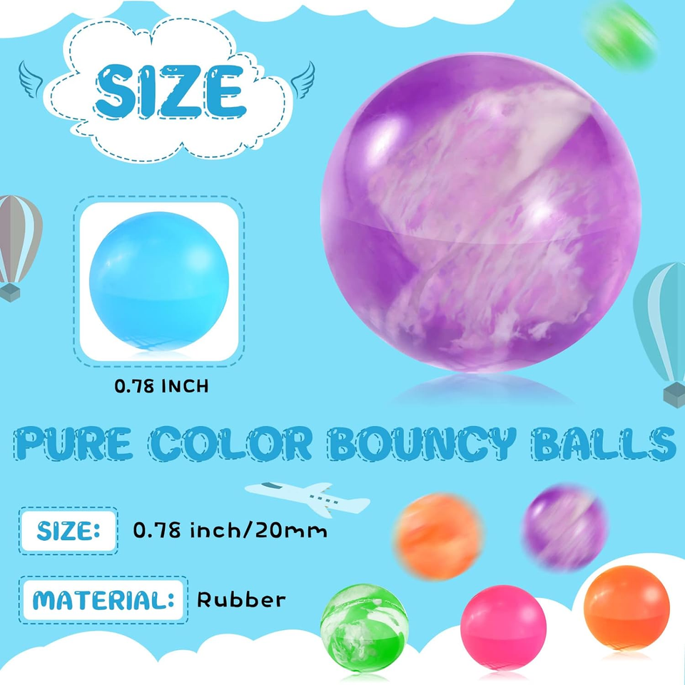500 Pcs Bouncy Balls Bulk, 0.78 Inch/ 20 Mm Small Neon Swirl Bouncing ...