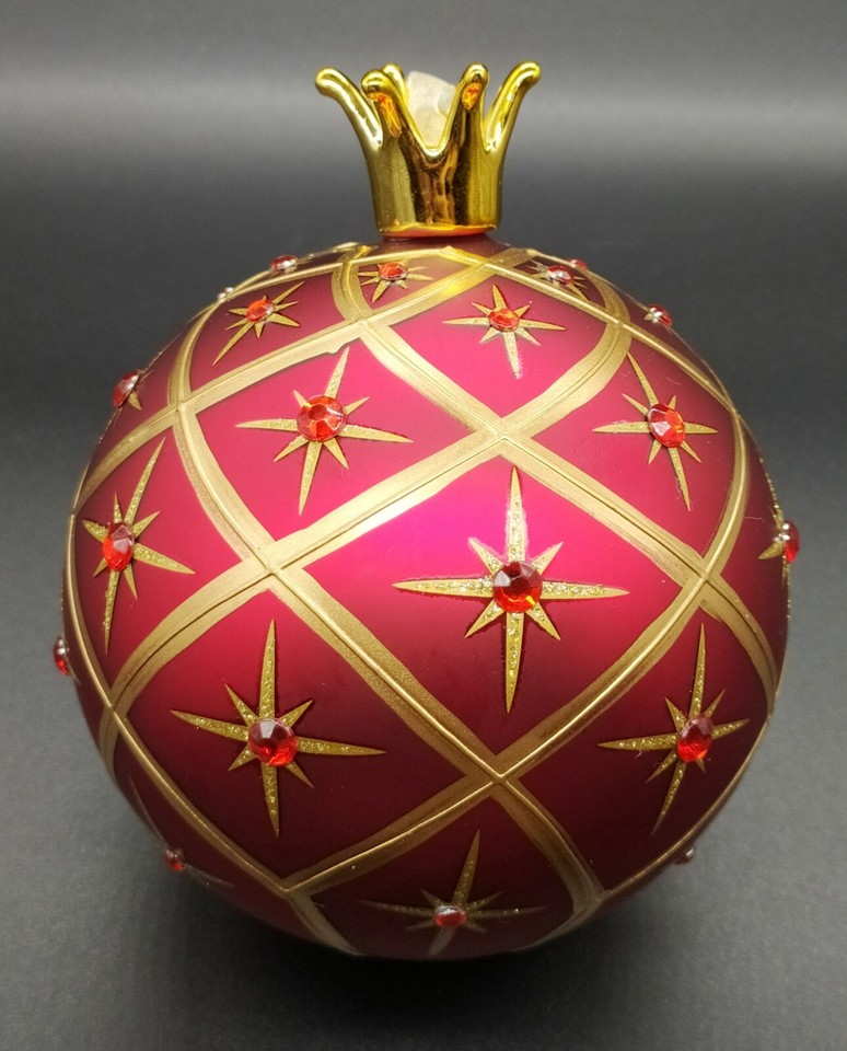 A135# Luxury Glass Ball Red Bauble With Porcelain Crown Cap Christmas ...