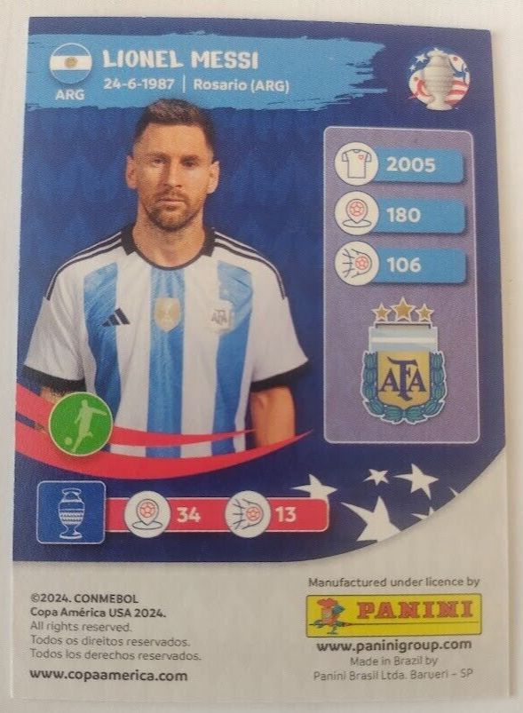 Brazil 2024 Panini Copa America USA C35 Lionel Messi trading card | eBay
