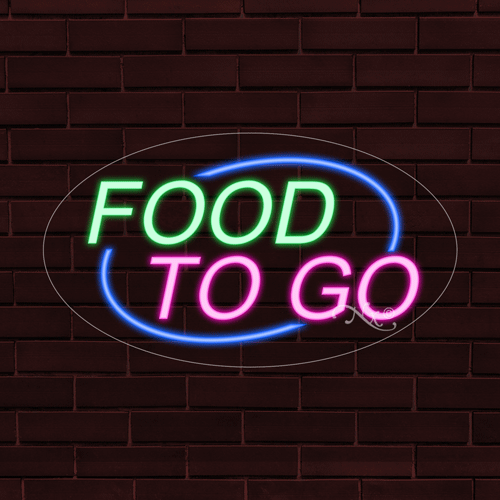 NEW "FOOD TO GO" w/BORDER OVAL 28x16 INCH LED FLEX WINDOW/WALL INDOOR ...