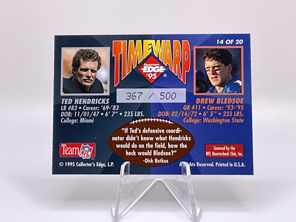 Ted Hendricks Drew Bledsoe 1995 Collector's Edge Time Warp Prisms /500 #14 Nice! | eBay