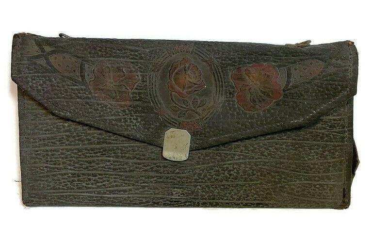 FABULOUS ANTIQUE LEATHER VICTORIAN LADIES WALLET CLUT… - Gem