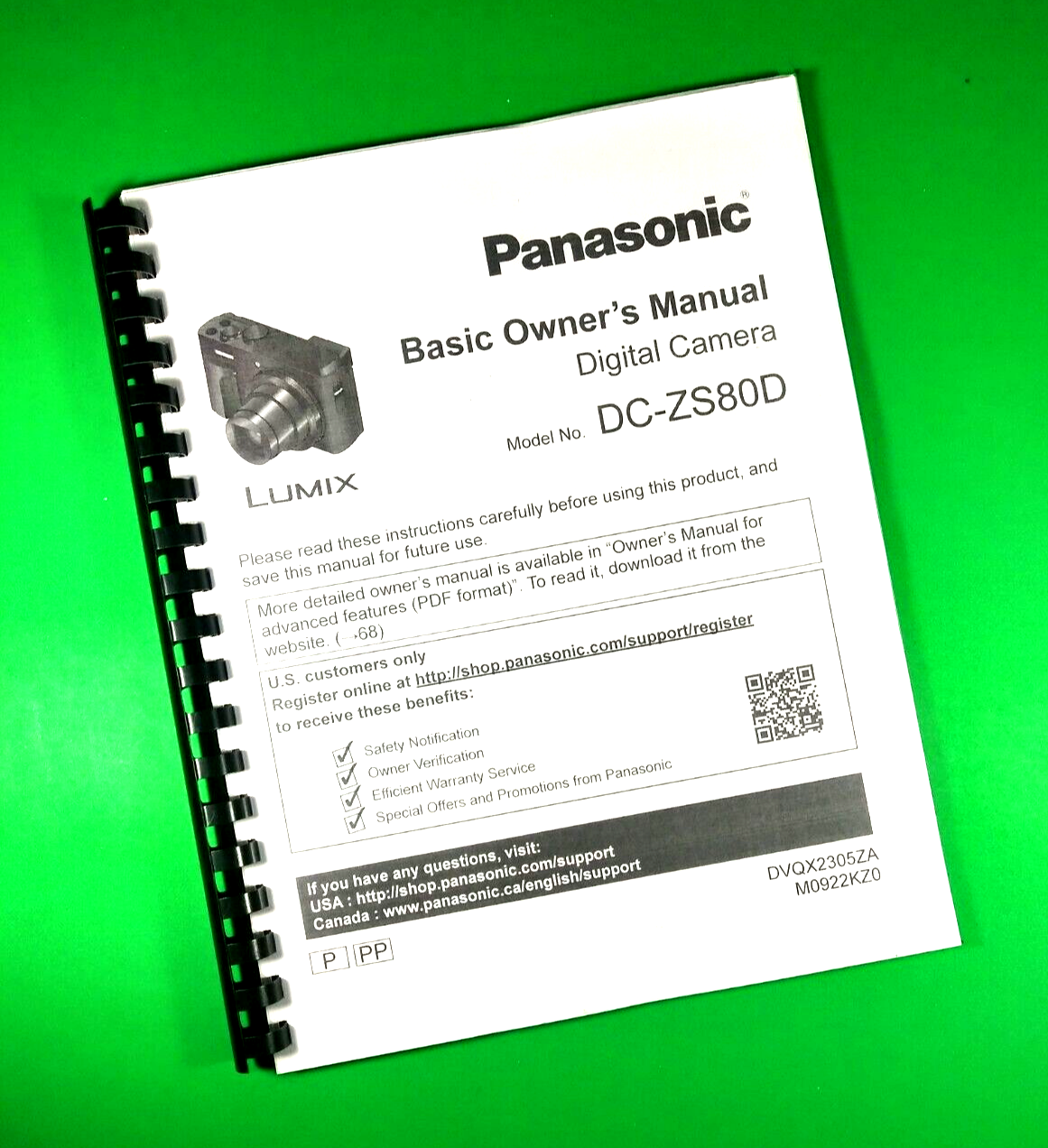 Panasonic DC-ZS80D Basic 8.5 x 11" 76 Page Owners Manual With ...