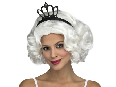 QUEEN ELIZABETH II WIG & TIARA WHITE OLD LADY GRANNY GRANDMA SHORT ...