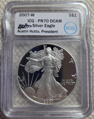 (1) 2007 W $1 American Silver Eagle ICG Proof PR70 DCAM Signed by Austin Hutto | eBay