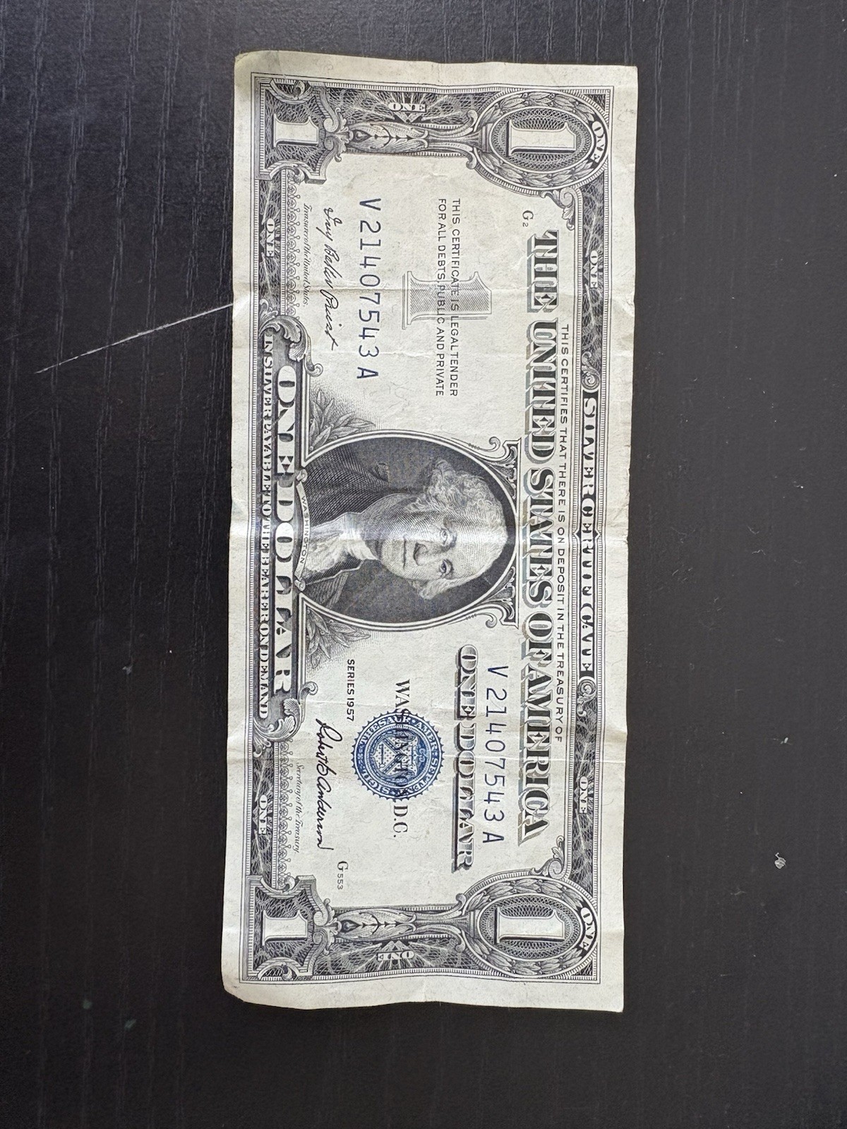 1957 STAR NOTE One Dollar Blue Seal Note Silver Certificate US Bill $1 ...