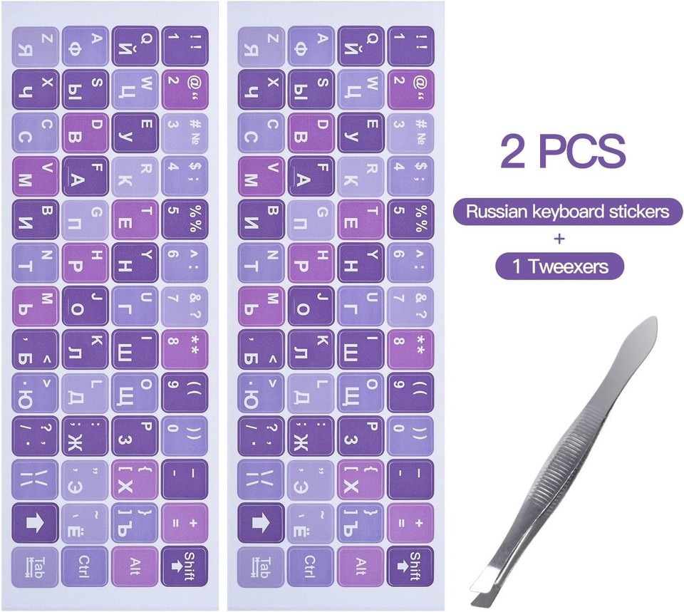 2PCS Russian Keyboard Stickers, Cyrillic Keyboard Replacement Letter ...