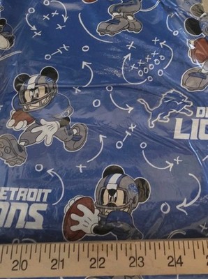NFL Detroit Lions Blue Mickey Mouse Cotton Craft Sewing Fabric BTY OOP ...