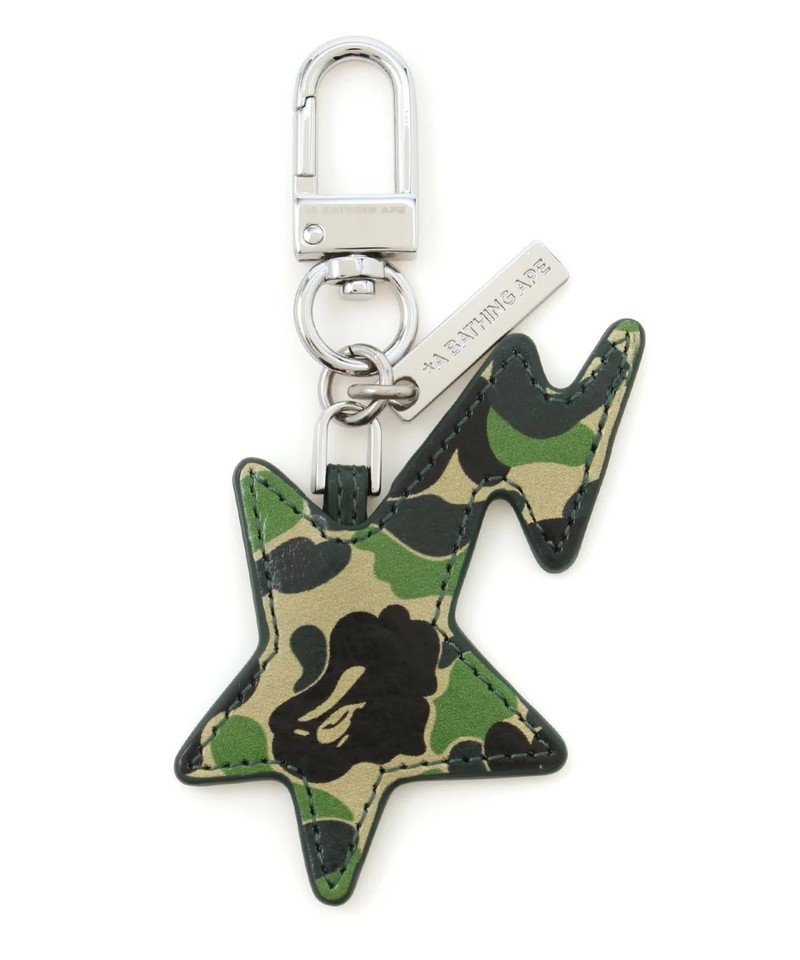 A BATHING APE Keychain ABC CAMO Pattern STA with Logo Plate 1L80182001 ...