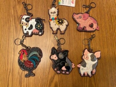CHALA - FARM ANIMAL KEY FOBS - COW, LLAMA, PIG, ROOSTER & 2 SPOTTED ...