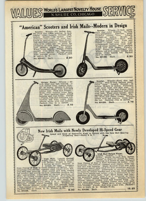 1939 PAPER AD Skippy Racer Sidewalk Scooter Irish Mail American Scooter ...