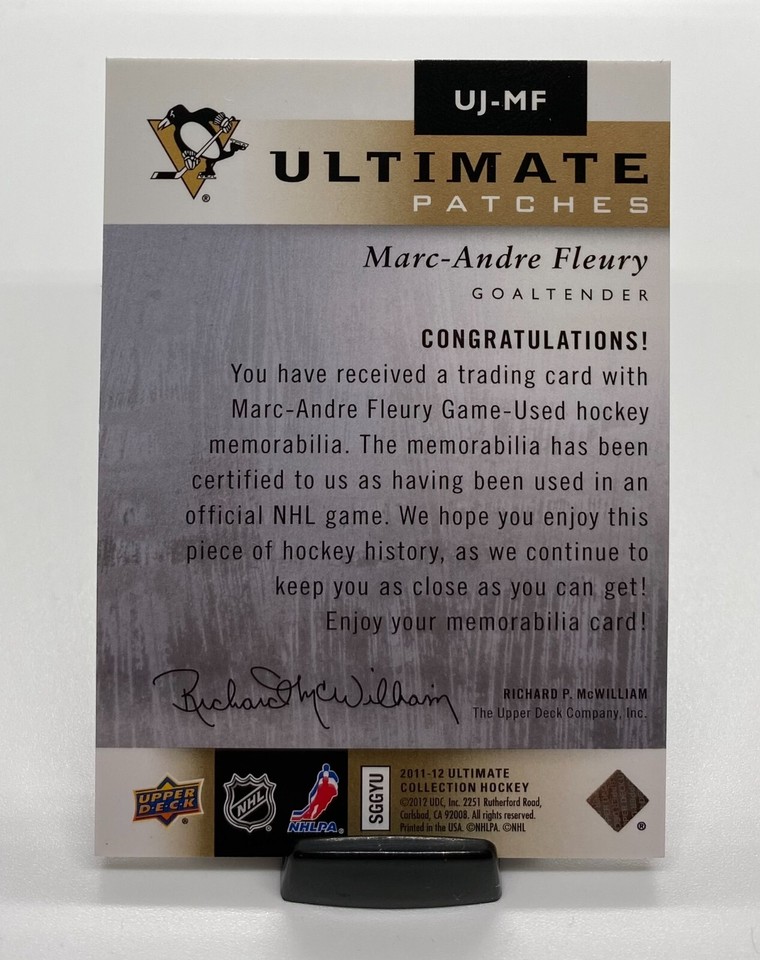 2011-12 Ultimate Collection - Ultimate Patches - Marc-Andre Fleury (#20/35) | eBay