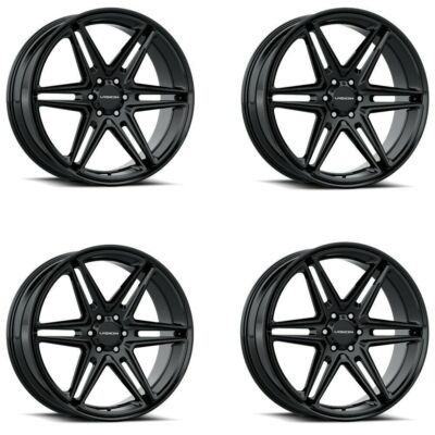 Set 4 22" Vision Street 476 Wedge Gloss Black Wheels 22x9.5 6x5.5 15mm ...