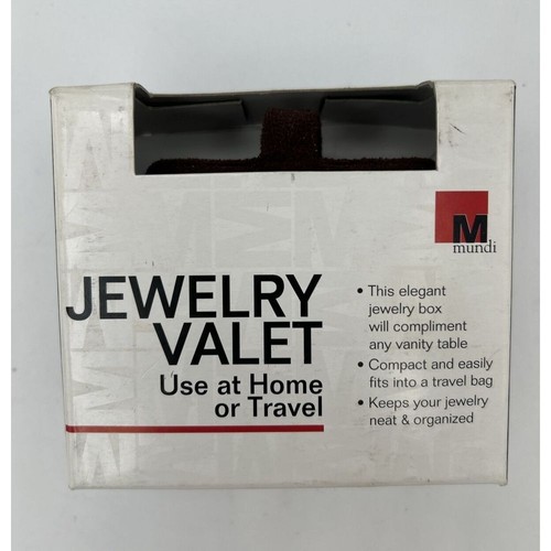 MUNDI Brown JEWELRY VALET HOME TRAVEL JEWELRY BOX CASE ORGANIZER 3 in x ...