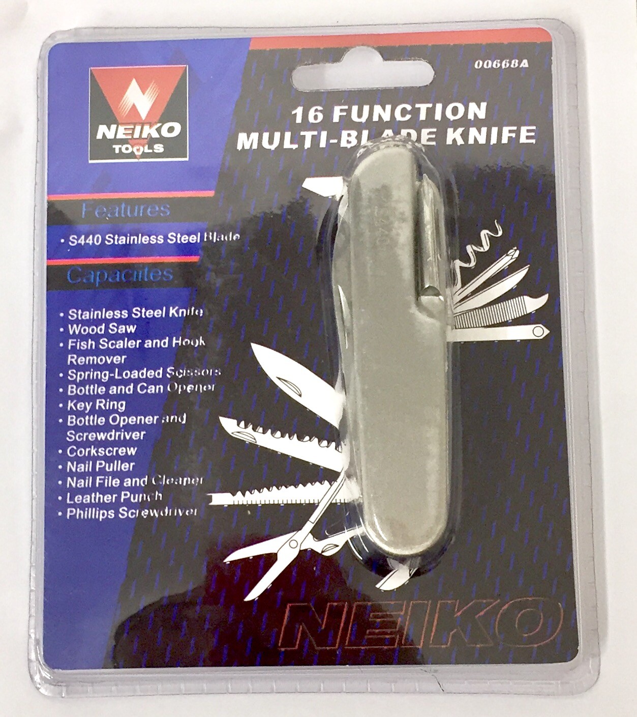 Neiko Tools 16 Multi-Function Knife Swiss Army Style Stainless Steel ...