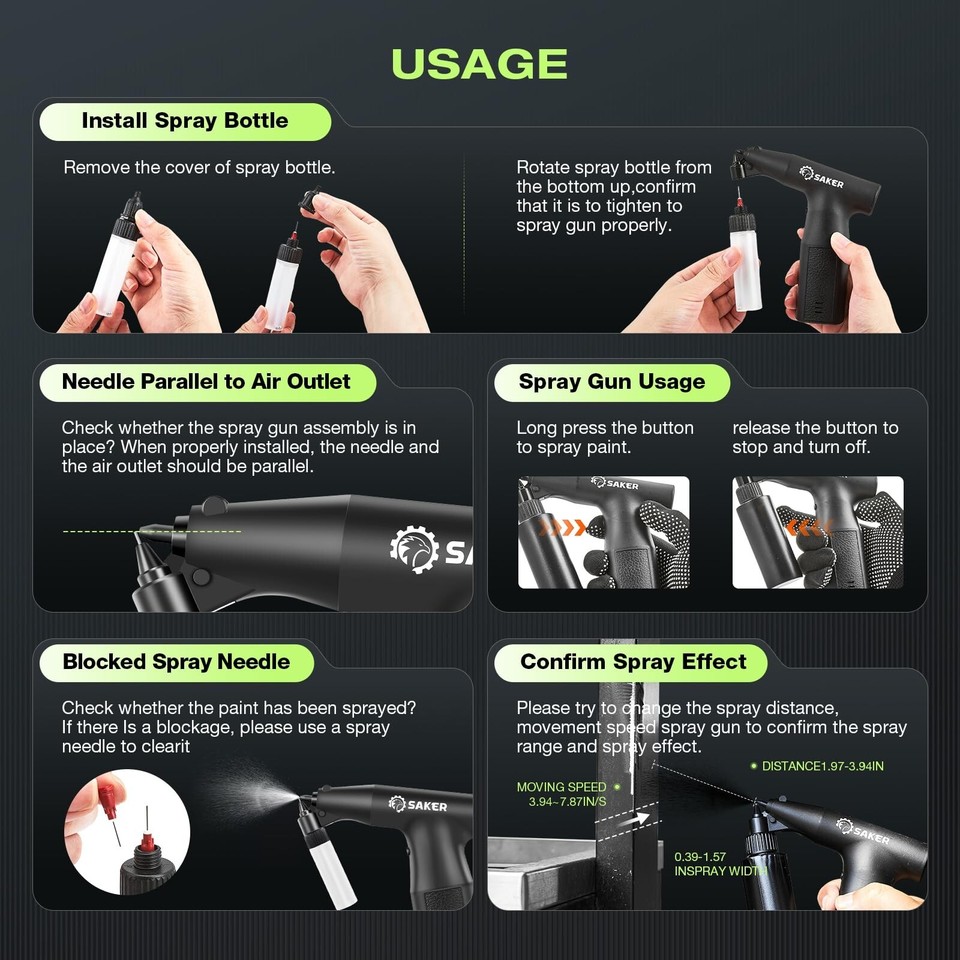 Saker Electric Paint Sprayer for Car Paint Scratch Repair, Cordless ...