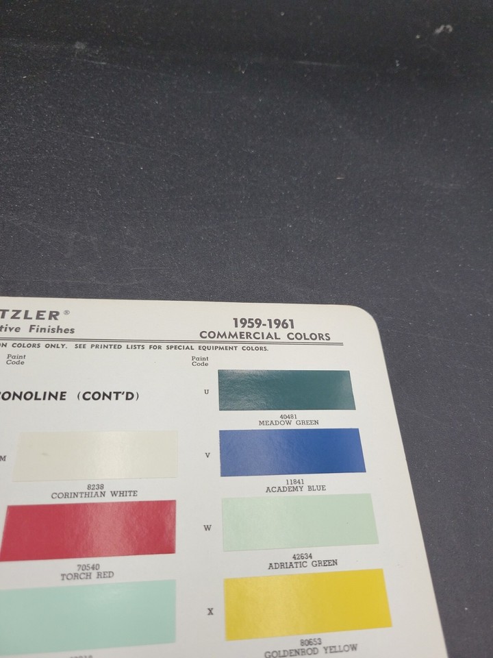 1959-1961 DITZLER COLOR FORD TRUCK ECONOLINE GMC PAINT CHIP SWATCH ...