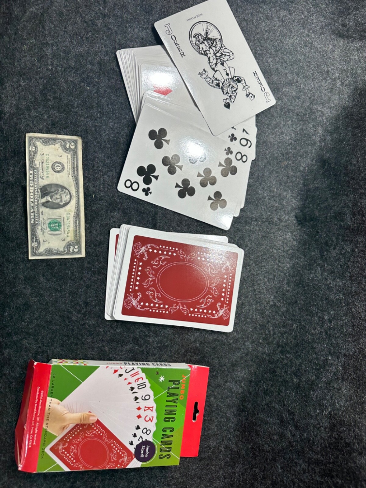 2 LARGE PLAYING CARDS DECK LOW VISION POKER SOLITARE JUMBO GAME ...