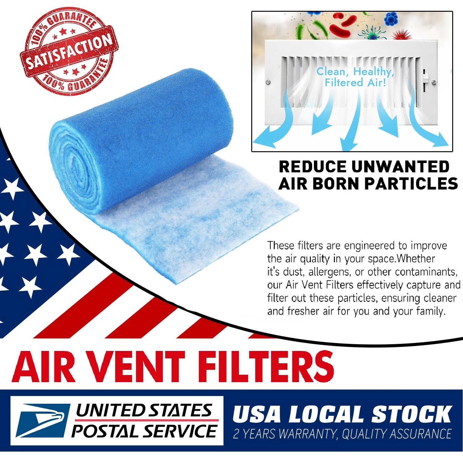 140" x 12" Air Vent Polyester Filter Roll MERV 8 HVAC Furnace Filter ...