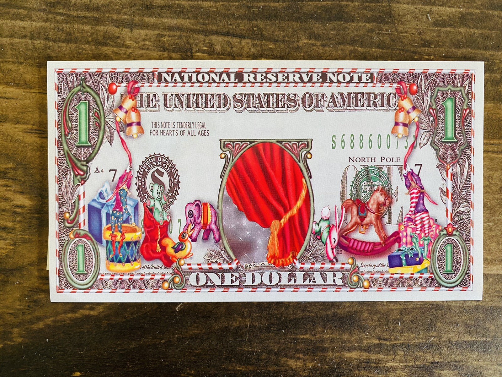 North Pole Money Santa One Dollar Bill 1995 Legal Tender Certificate | eBay