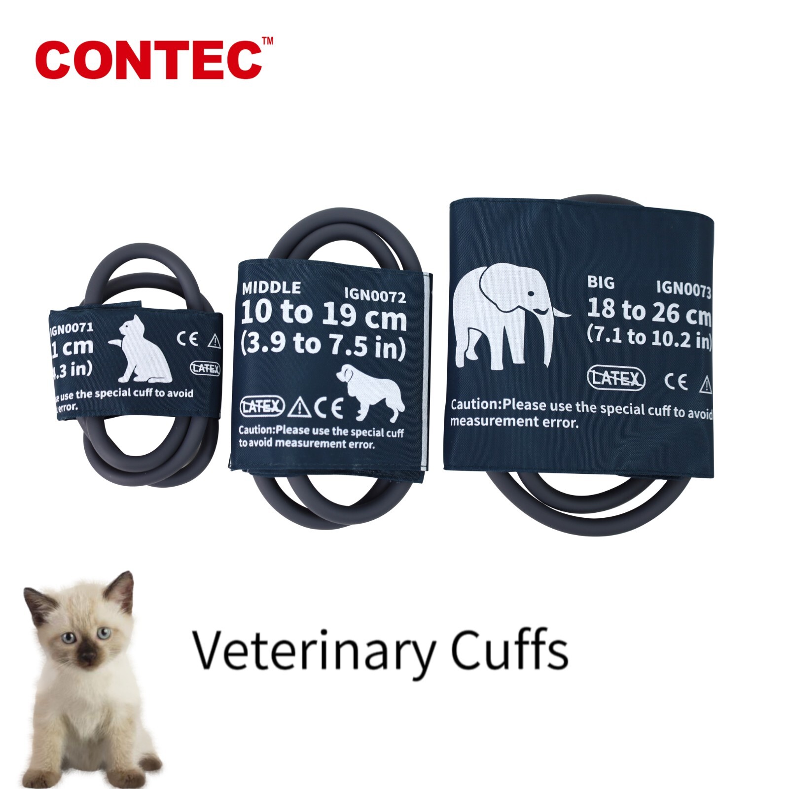 CONTEC Veterinary Cuffs for Blood Pressure Monitor Phygmomanometer Dog ...