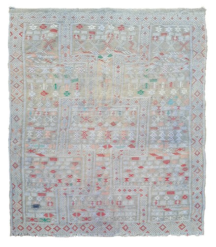 Rare Hand Knotted Vintage Morocco Sumouk Kilim Kilm Wool Area Rug 8 x 5 ...