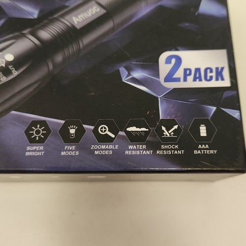 2 Amuoc S1000 Tactical Flashlights LED High Lumen Water Resistant SOS ...