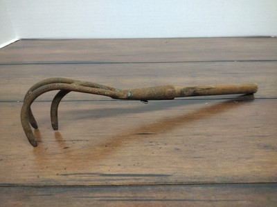 1920's Vintage 'House Of David' Garden Hand Rake Cultivator Wood Handle ...