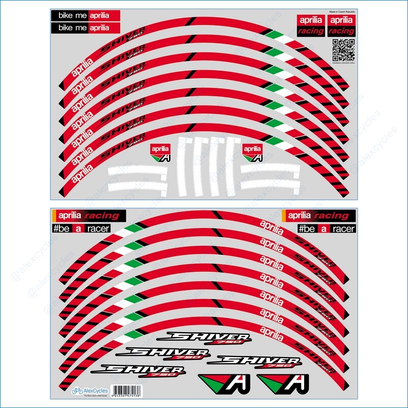 aprilia SHIVER 750 RACING Motorcycle Wheel Rim Decals Stickers ...