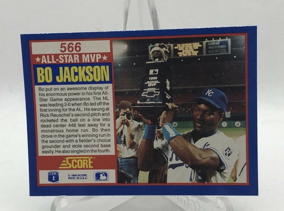 1990 Score Bo Jackson #566 Baseball Card All Star Game MVP Great ...