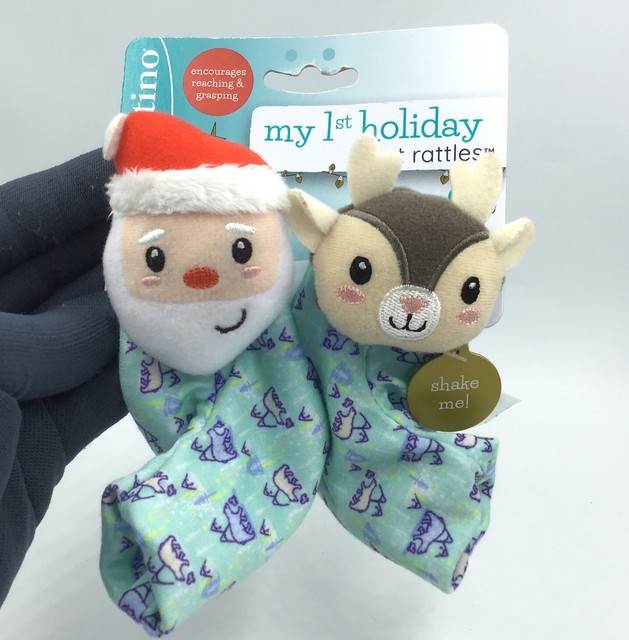 Infantino Christmas Santa & Reindeer My 1st Holiday Foot Rattles Infant ...