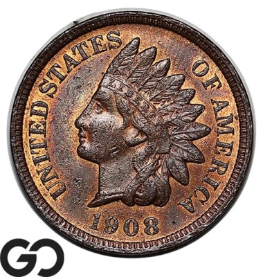 1908-S Indian Head Cent Penny, Red Brown, Choice Uncirculated RB | eBay