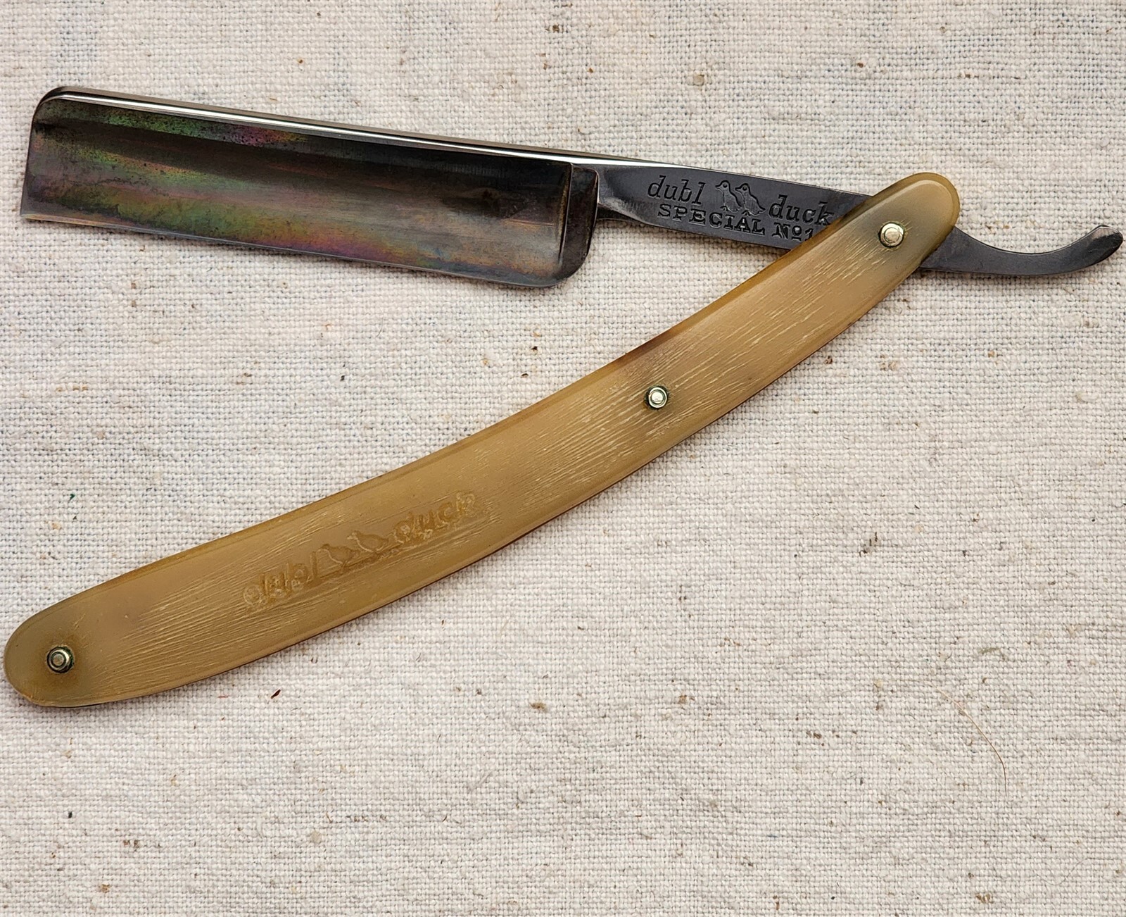 VINTAGE 3/4" PEARL DUCK DUBL DUCK SPECIAL No 1 STRAIGHT RAZOR SOLINGEN ...