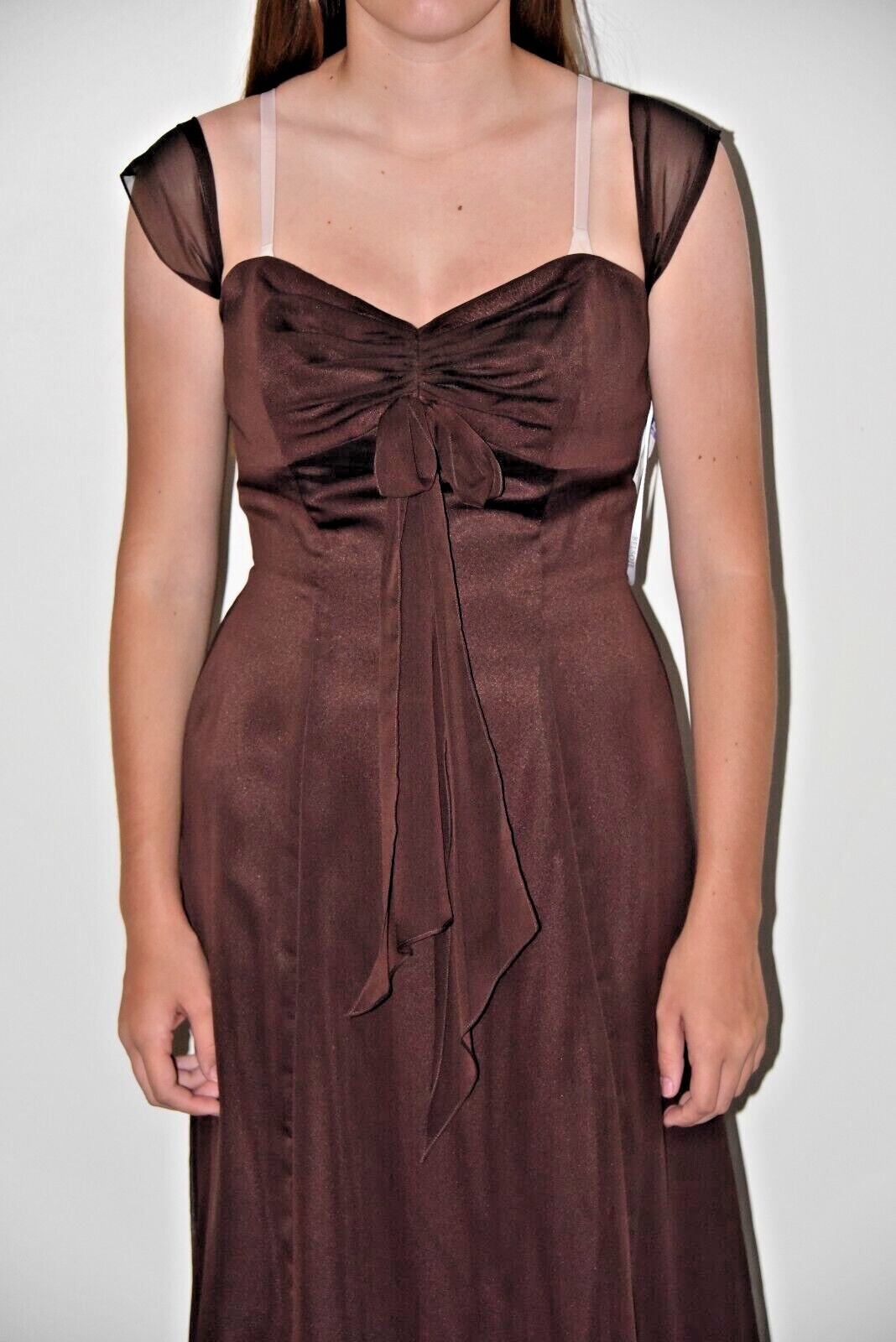 NWT Y2K early 2000s formal GOWN DRESS homecoming sz 10 chocolate brown ...