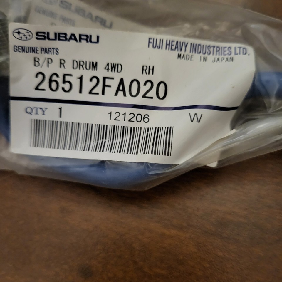 Genuine Subaru B/P R DRUM 4WD RH 26512-FA020 26512FA020 OEM | eBay