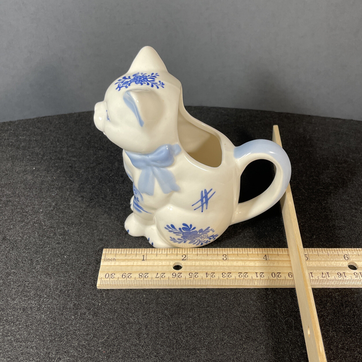 Delft Blue Holland Windmill Cat Creamer Pitcher Hand Painted Vintage ...