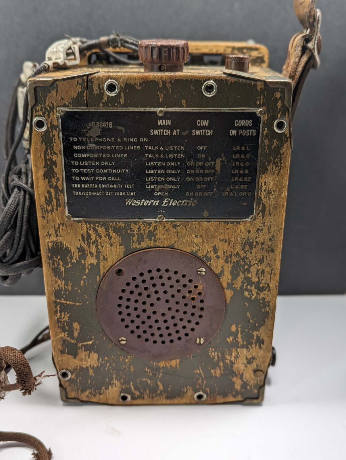 ORIGINAL WW1 WESTERN ELECTRIC MODEL D 86418 FIELD TELEPHONE W ...