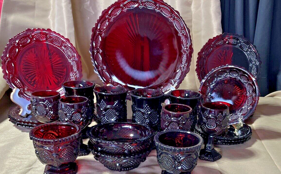 Avon Cape Cod Ruby Red Place Settings Dinnerware set, 24 pieces ...