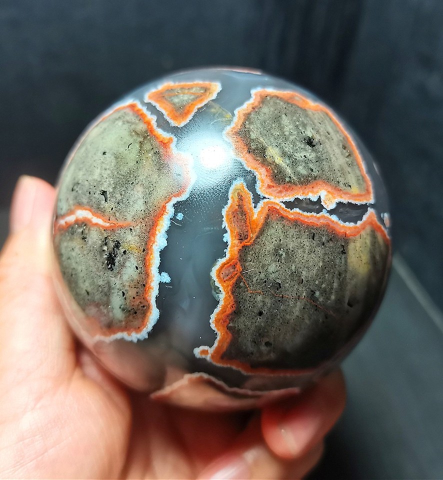 TOP 690g Natural Coloful Banded Stone Sphere Ball Meditation Healing ...