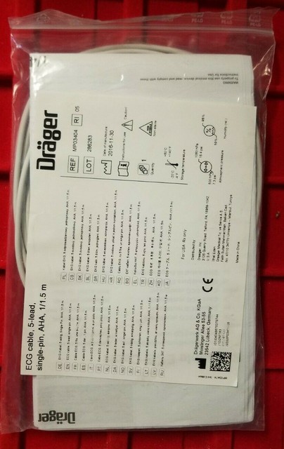 Dräger Draeger 5 Lead ECG Cable Single-pin AHA 1/1.5m Ref. MP03404 for ...