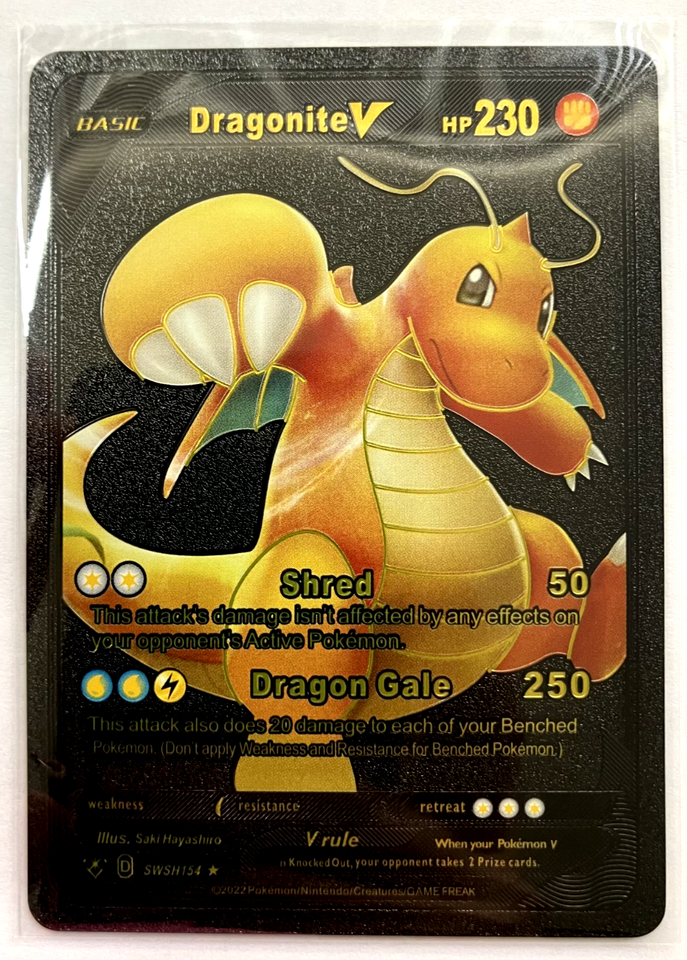 Pokémon Dragonite V Basic Black Foil Fan Art Texture Collector | eBay