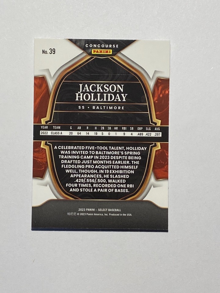 2023 Select #39 JACKSON HOLLIDAY Concourse ORIOLES | eBay