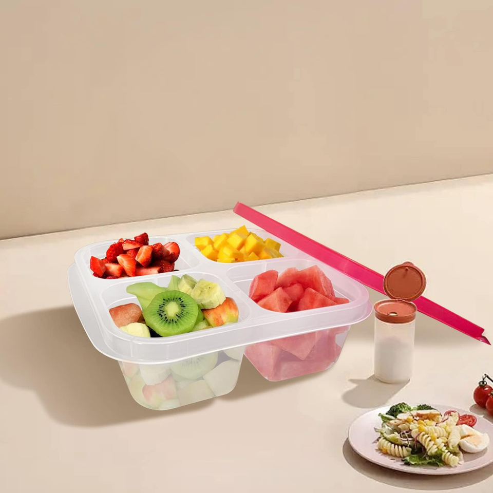 5 Pcs Bento Snack Food Containers, Divided Food Storage with Lids for ...
