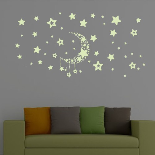 Luminous Stickers Kids Room Decals Moon Nursery Decor Star Mural | eBay