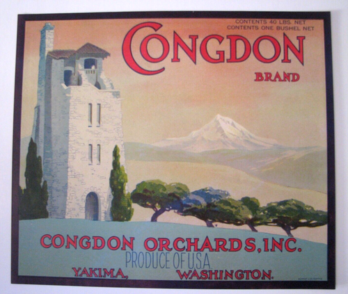 Original 1930s Congdon Castle apple crate label Yakima Washington Mt ...