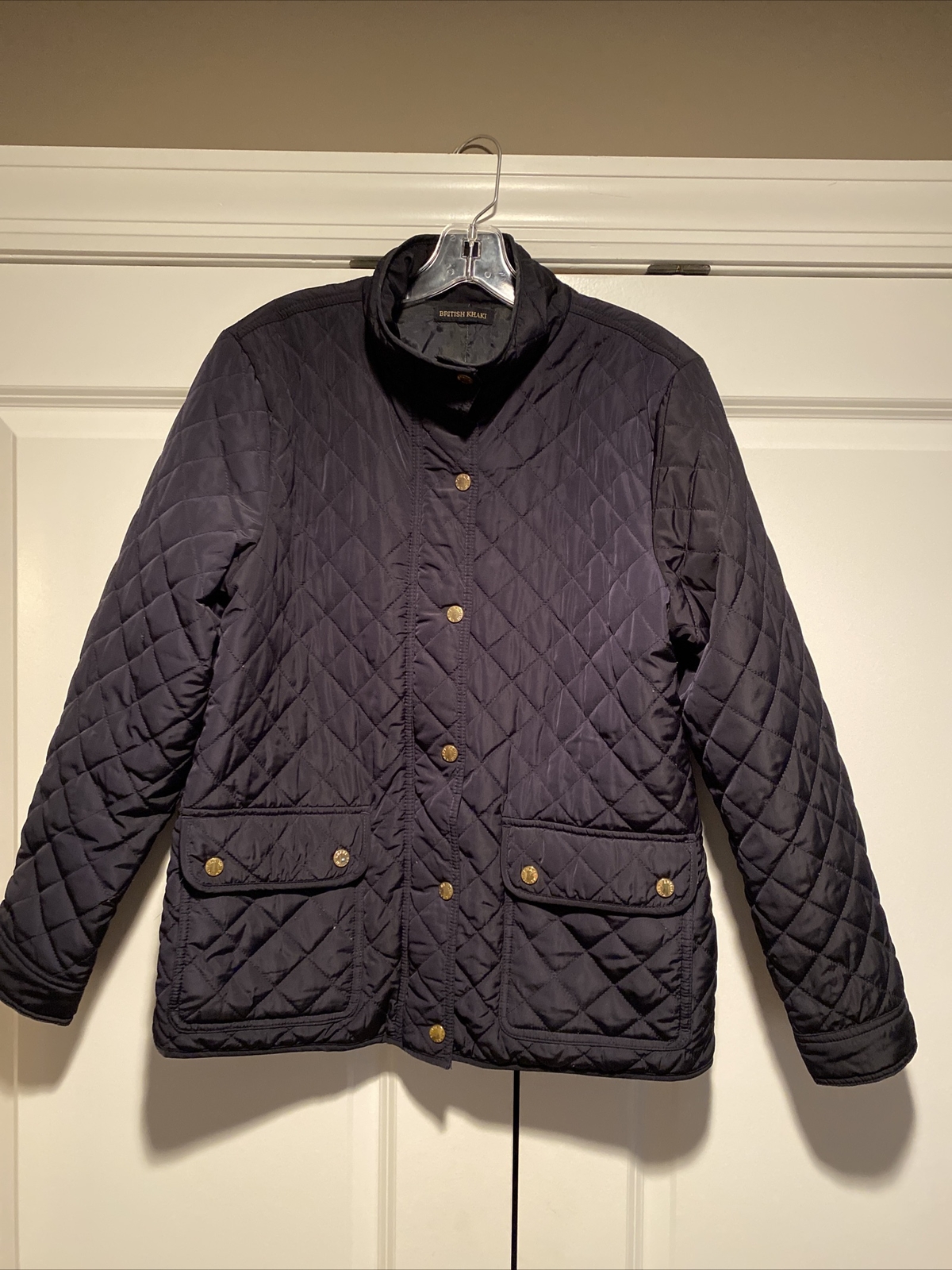 British Khaki navy Quilted Jacket ~ Ladies Small ~ Fu… - Gem