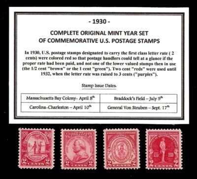 1930 COMPLETE COMMEMORATIVE YEAR SET OF MINT -MNH- VINTAGE U.S. POSTAGE ...