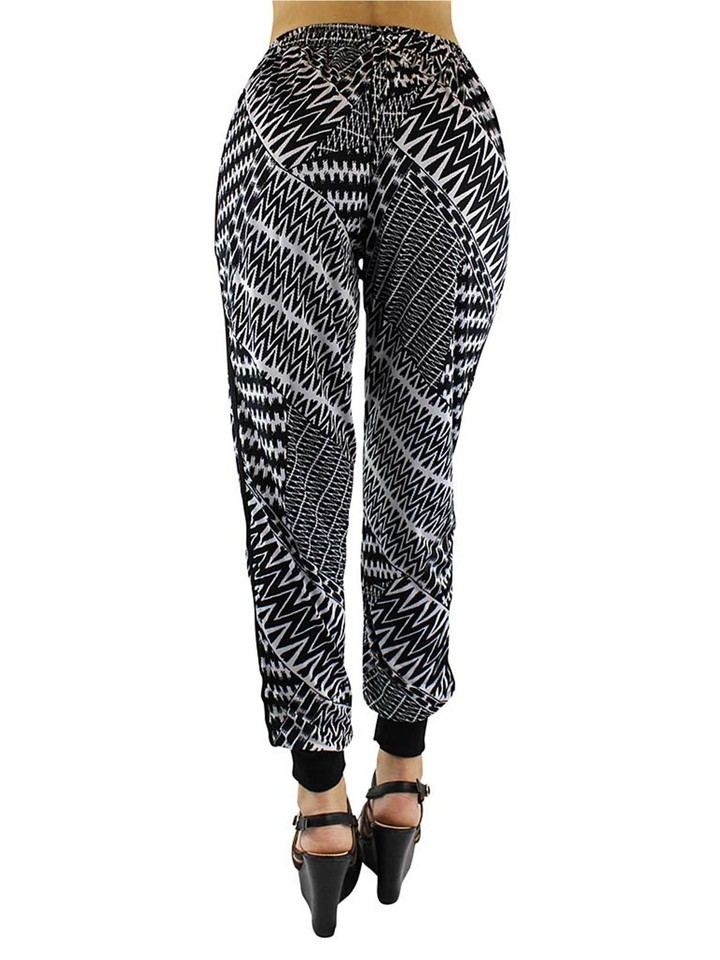 BLACK & WHITE GEO CHEVRON PRINT JOGGER PANTS | eBay