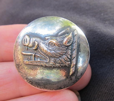 Antique Boar's Head Livery Button 1 2/l6" Silvertone Metal W.Dowler ...
